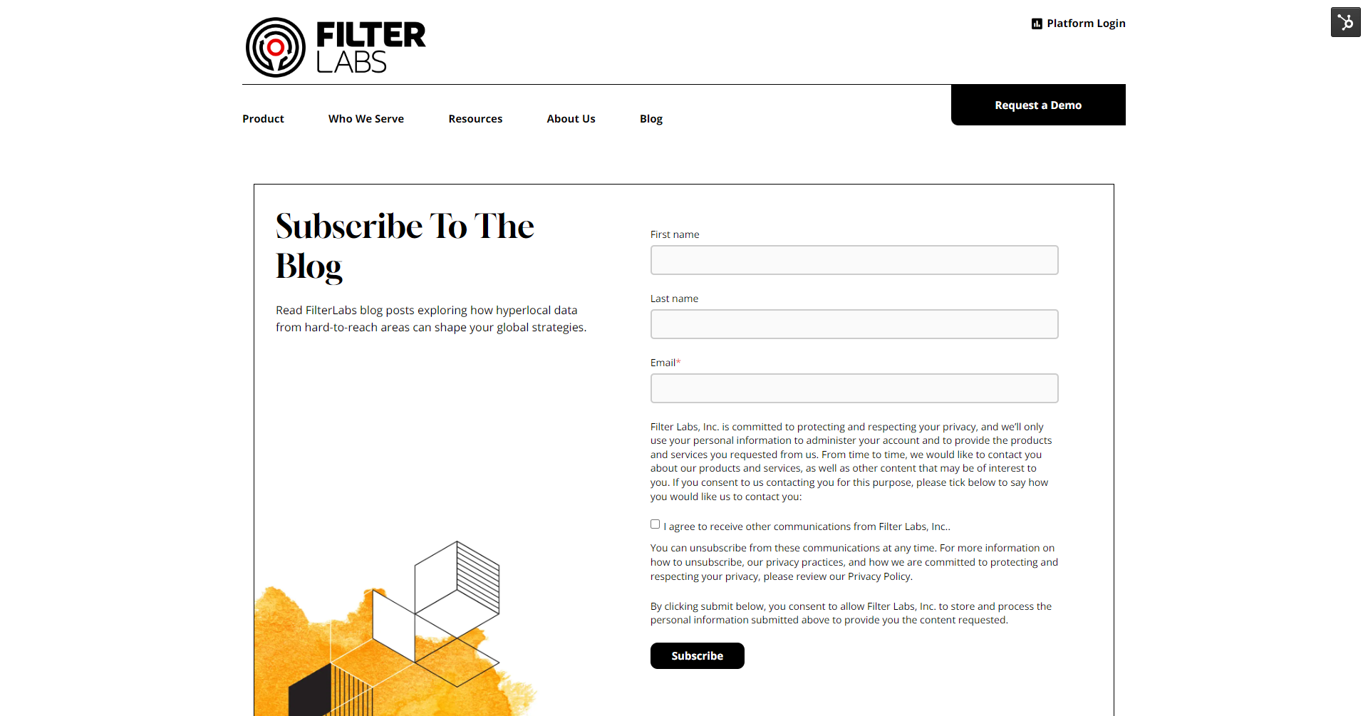Blog Subscription Page